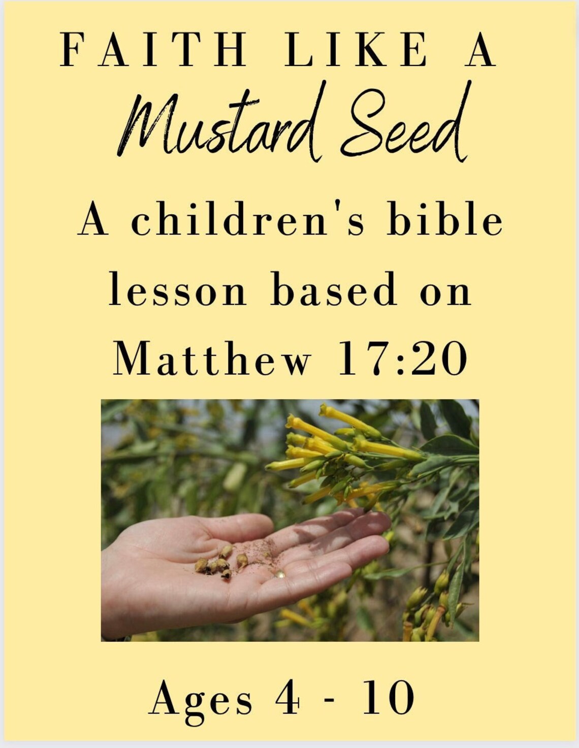 Faith Like a Mustard Seed Matthew 17:20 Children's Bible Sunday School ...