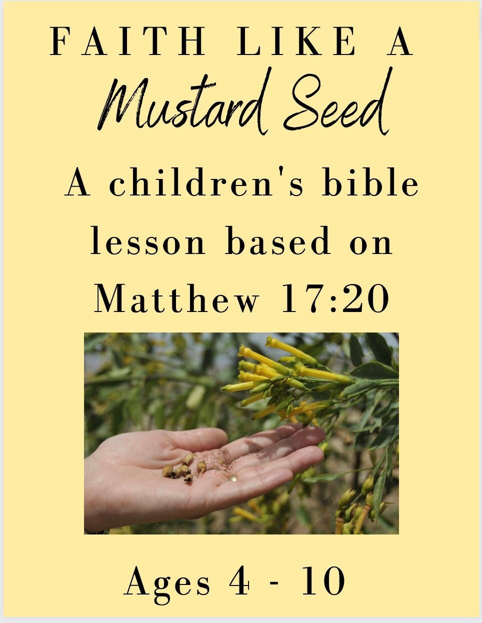 Faith Like a Mustard Seed Matthew 17:20 Children's Bible Sunday School ...