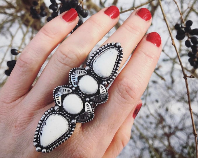 White Buffalo Statement Ring Southwestern Jewelry White Buffalo ...