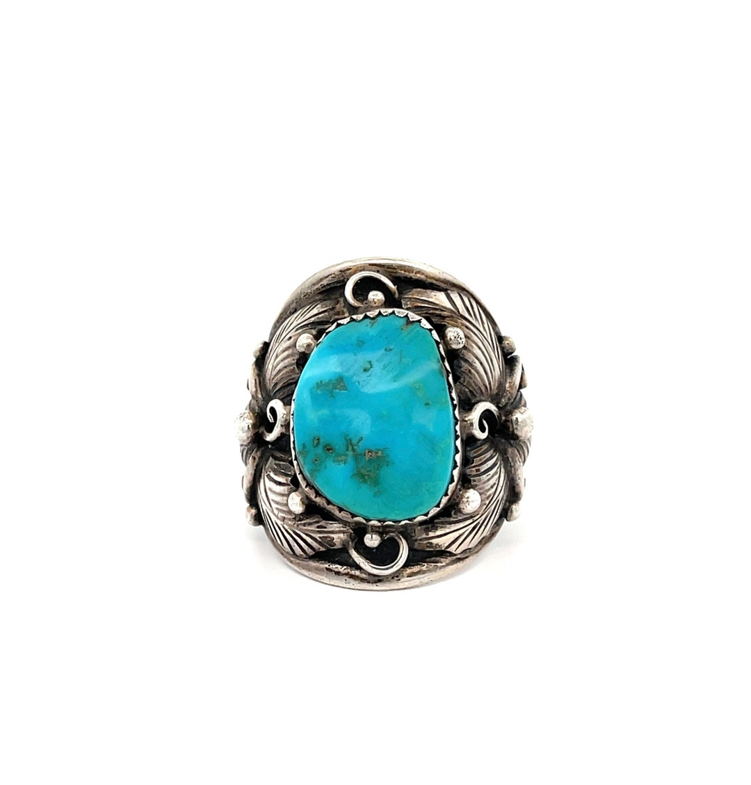 Vintage Blue Turquoise Shield Ring Size 10.5 Southwestern Jewelry ...