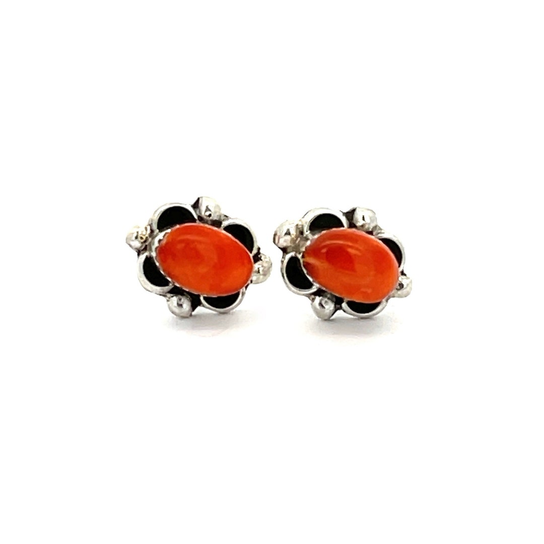 Vintage Orange Spiny Oyster Stud Earrings Southwestern Jewelry Shell ...