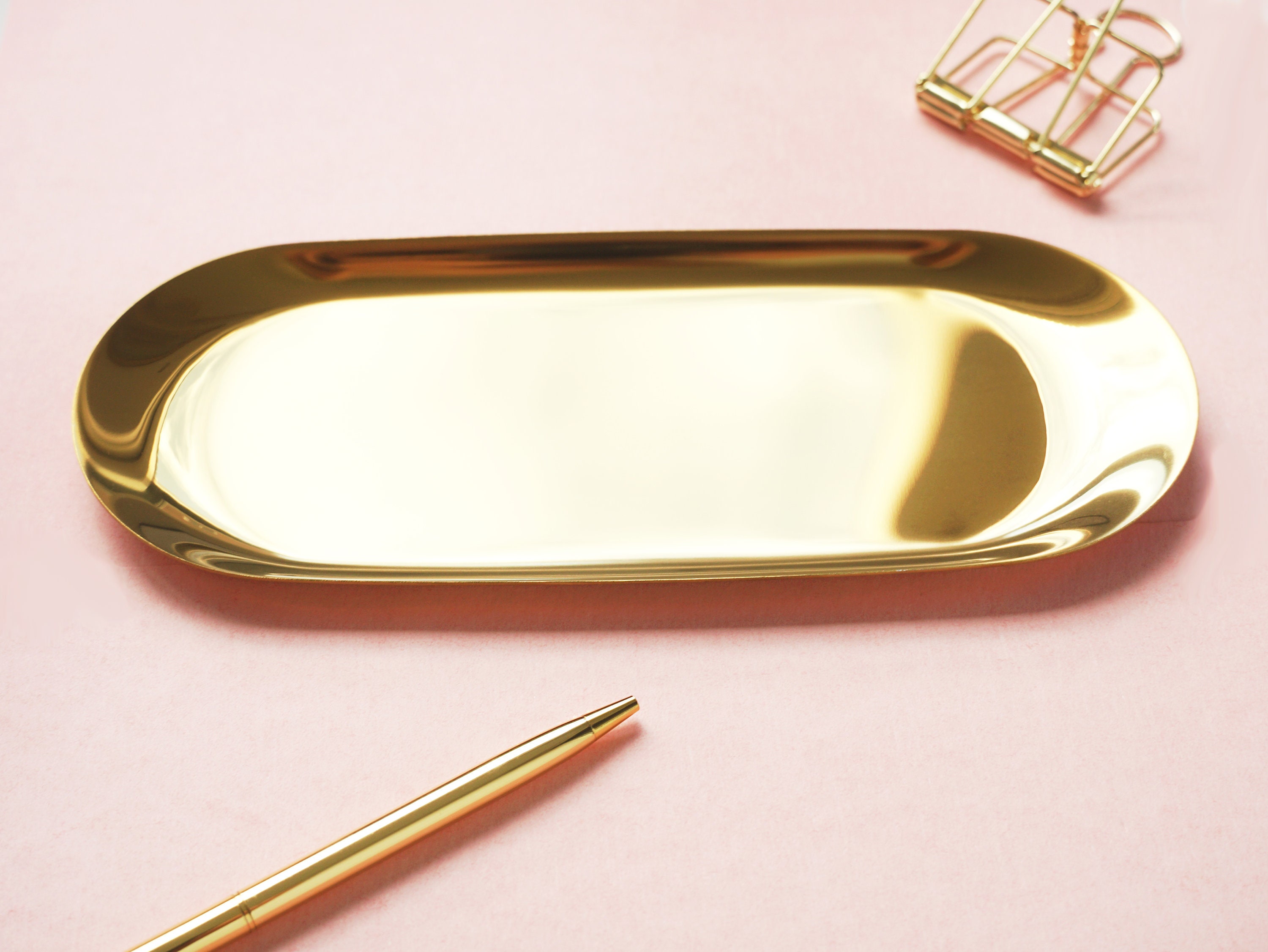 Gold Metal Tray Desk Tidy - Etsy