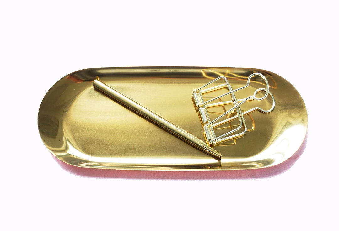 Gold Metal Tray Desk Tidy - Etsy