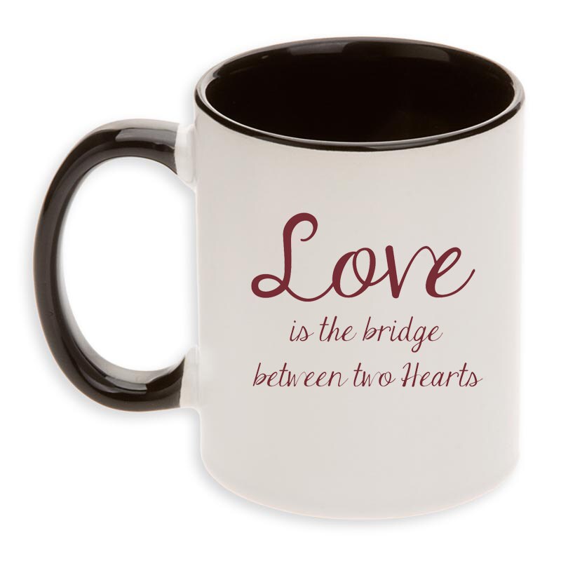 Personalized Love is the Bridge Between Two Hearts Pair Gift Mugs black ...
