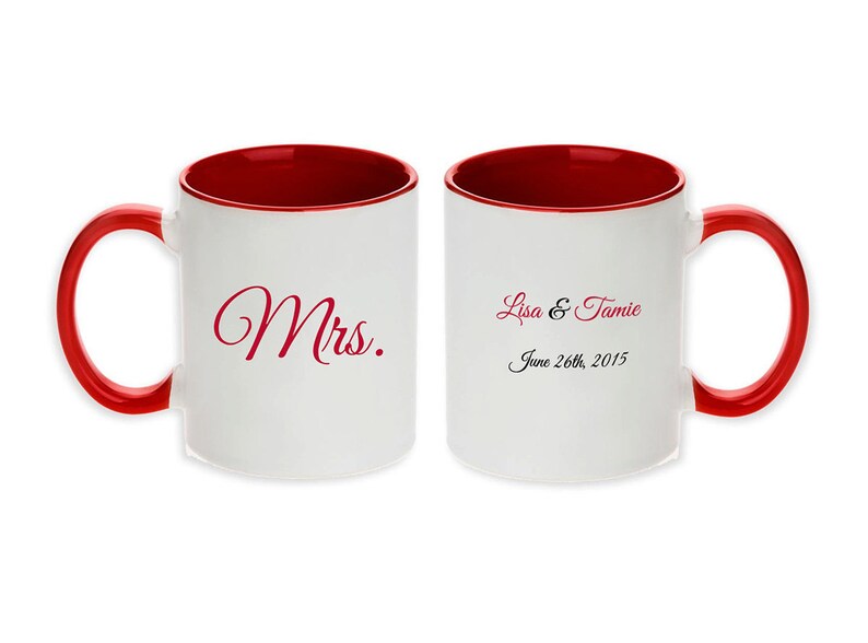 Mrs. & Mrs. Gift Pair Mugs With Personalized Names and Date - Etsy