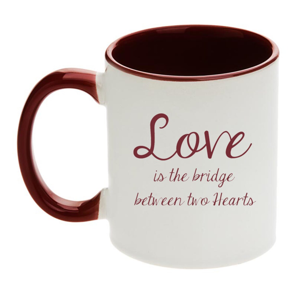 Personalized Love is the Bridge Between Two Hearts Pair Gift Mugs black ...
