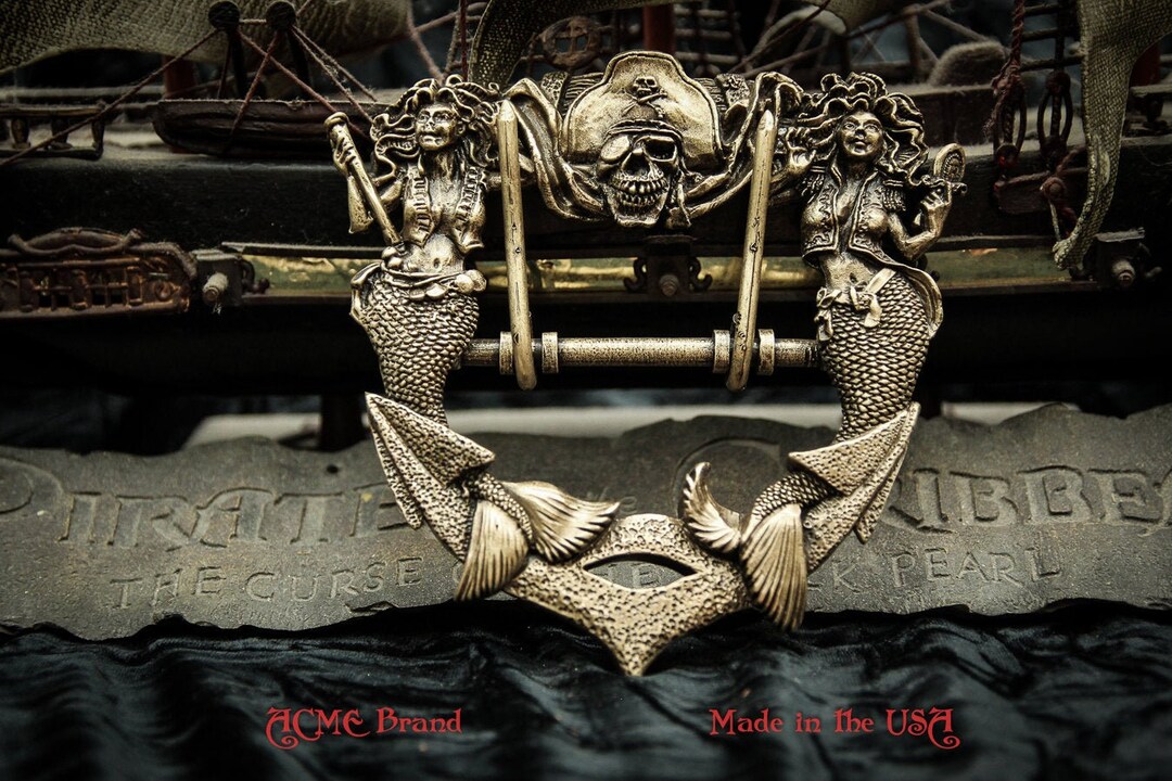 Pirate Skull & Mermaid Fountain Waist or Baldric Belt Buckle 4 the ...