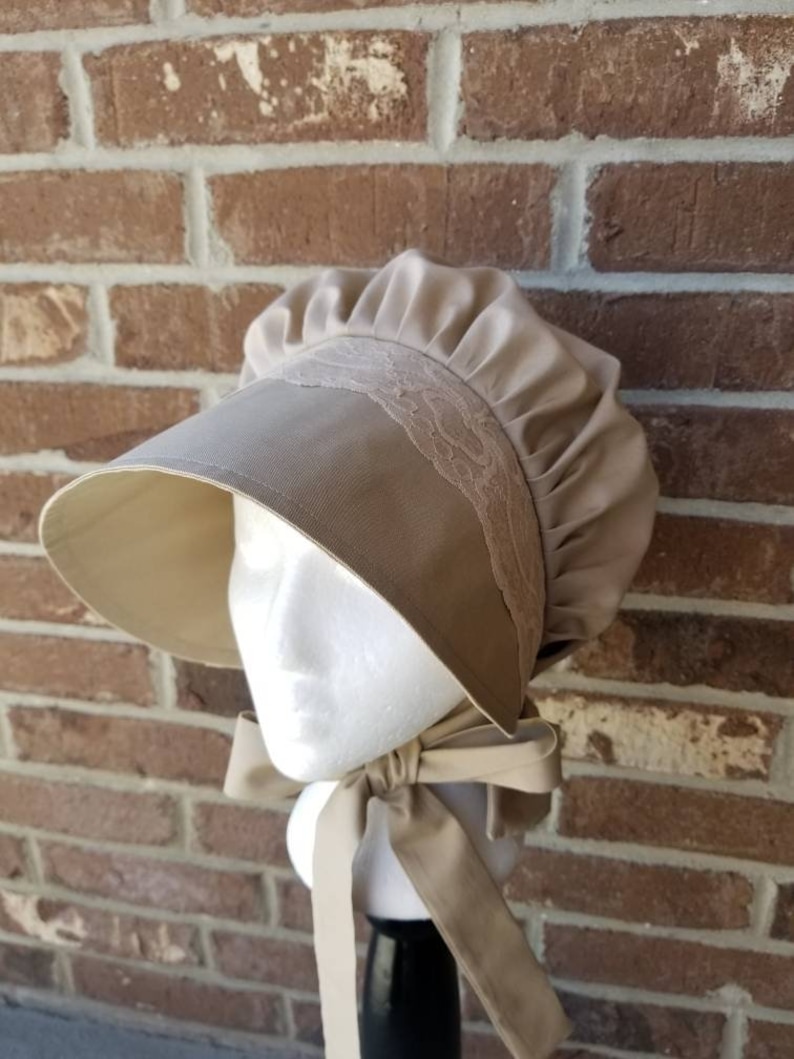 Pioneer Bonnet With Lace Trim Costume Bonnet Pioneer - Etsy