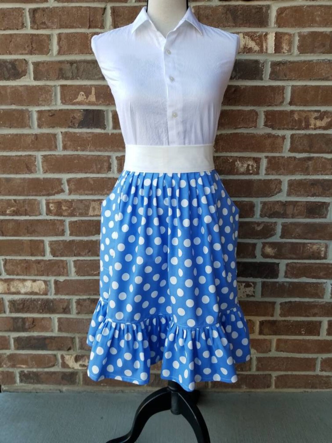 I Love Lucy Apron, Cooking Apron, Polka Dot Lucy Apron, Ruffle Half ...