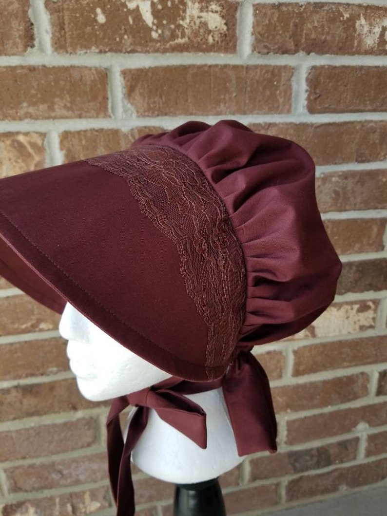 Pioneer Bonnet With Lace Trim Costume Bonnet Pioneer - Etsy