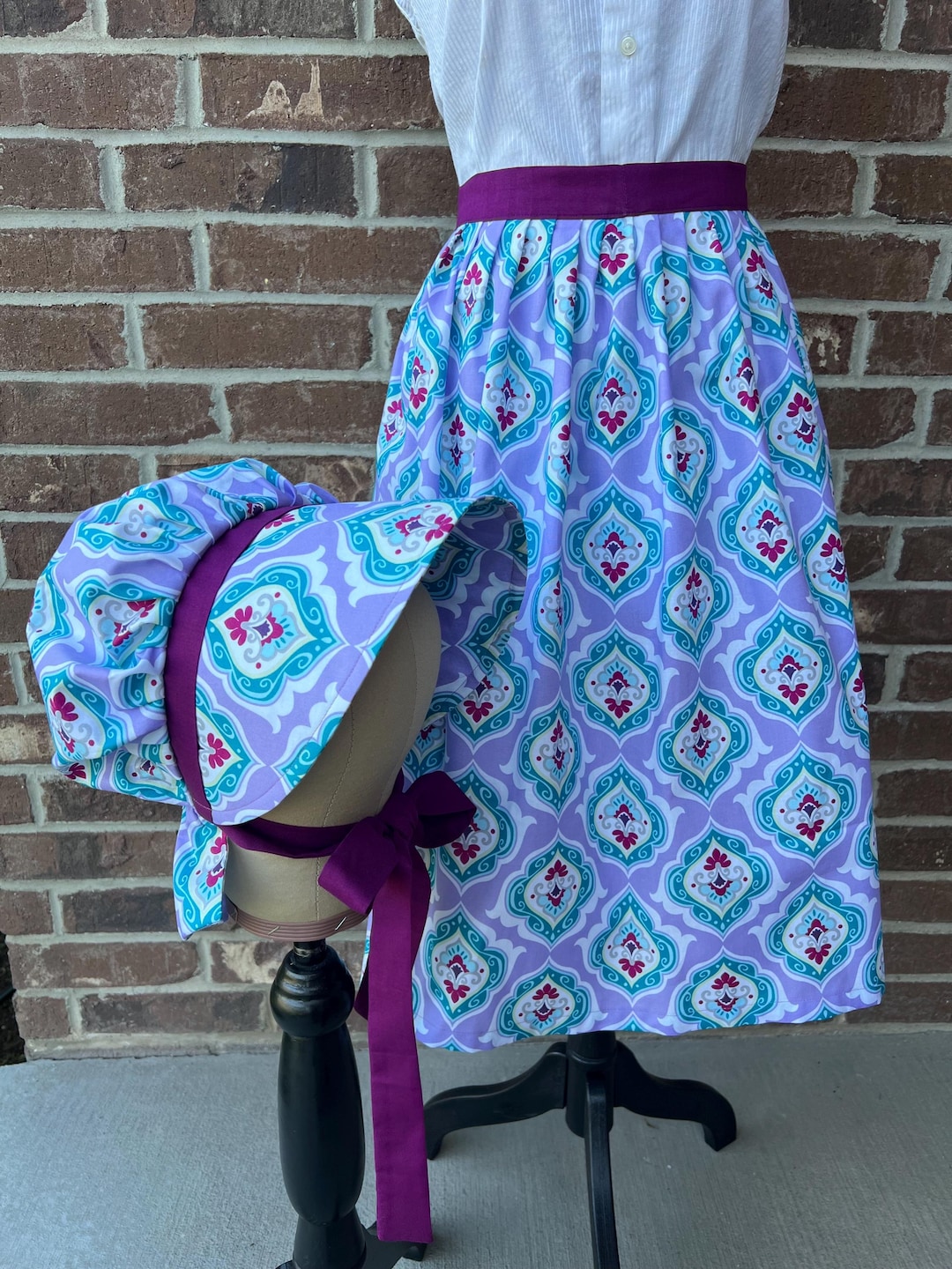 2-piece Half Apron With Bonnet Set, Pioneer Costume, Trek Clothes ...