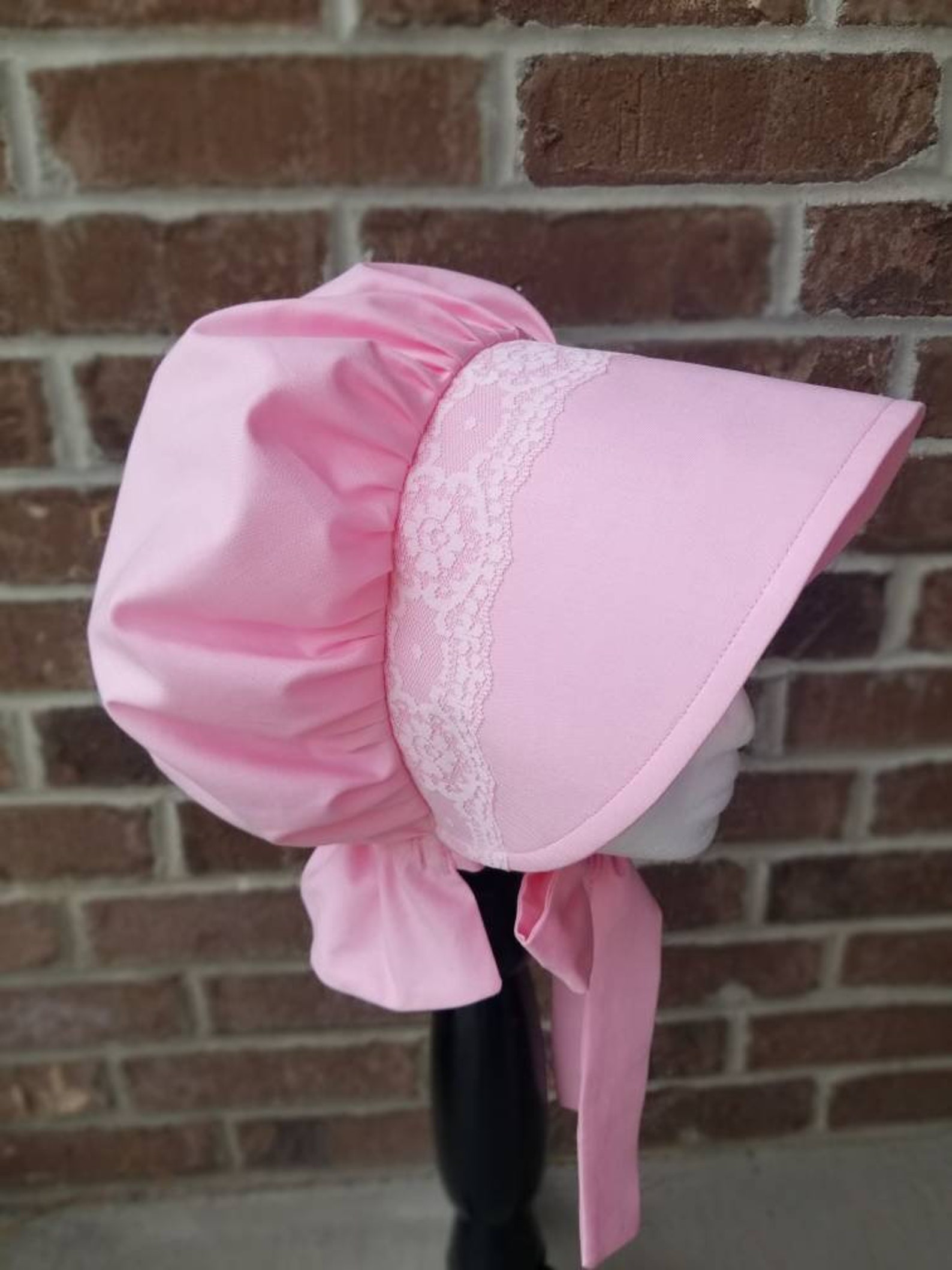 Pioneer Bonnet With Lace Trim Costume Bonnet Pioneer - Etsy