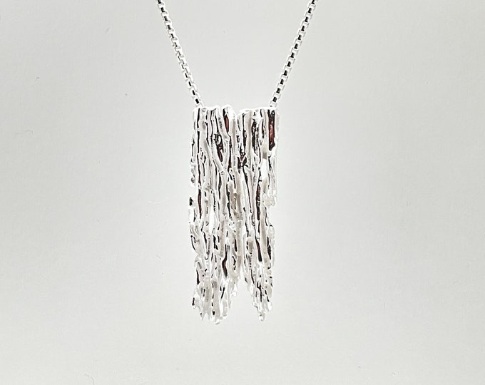 Silver Ice Pendant Necklace on 18 Inch Round Box Chain 925 Sterling ...