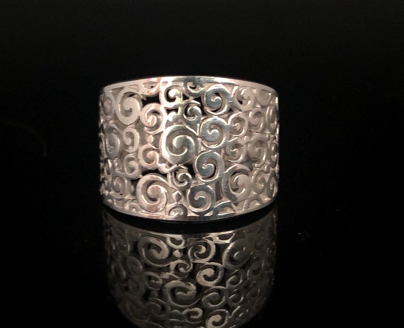 Sterling Silver Filigree Swirl Ring: High Polish Finish, Size 6 to 10 ...