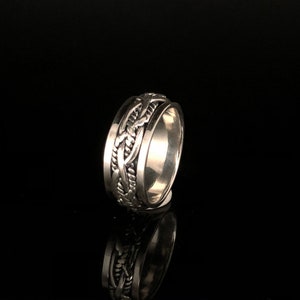 Rope Spin Ring // Sterling Silver 925 // Men's Silver Band Rope Spinner ...
