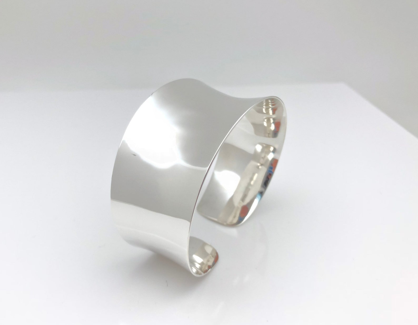 Concave Sterling Cuff Wide Silver Cuff Bracelet 925 | Etsy
