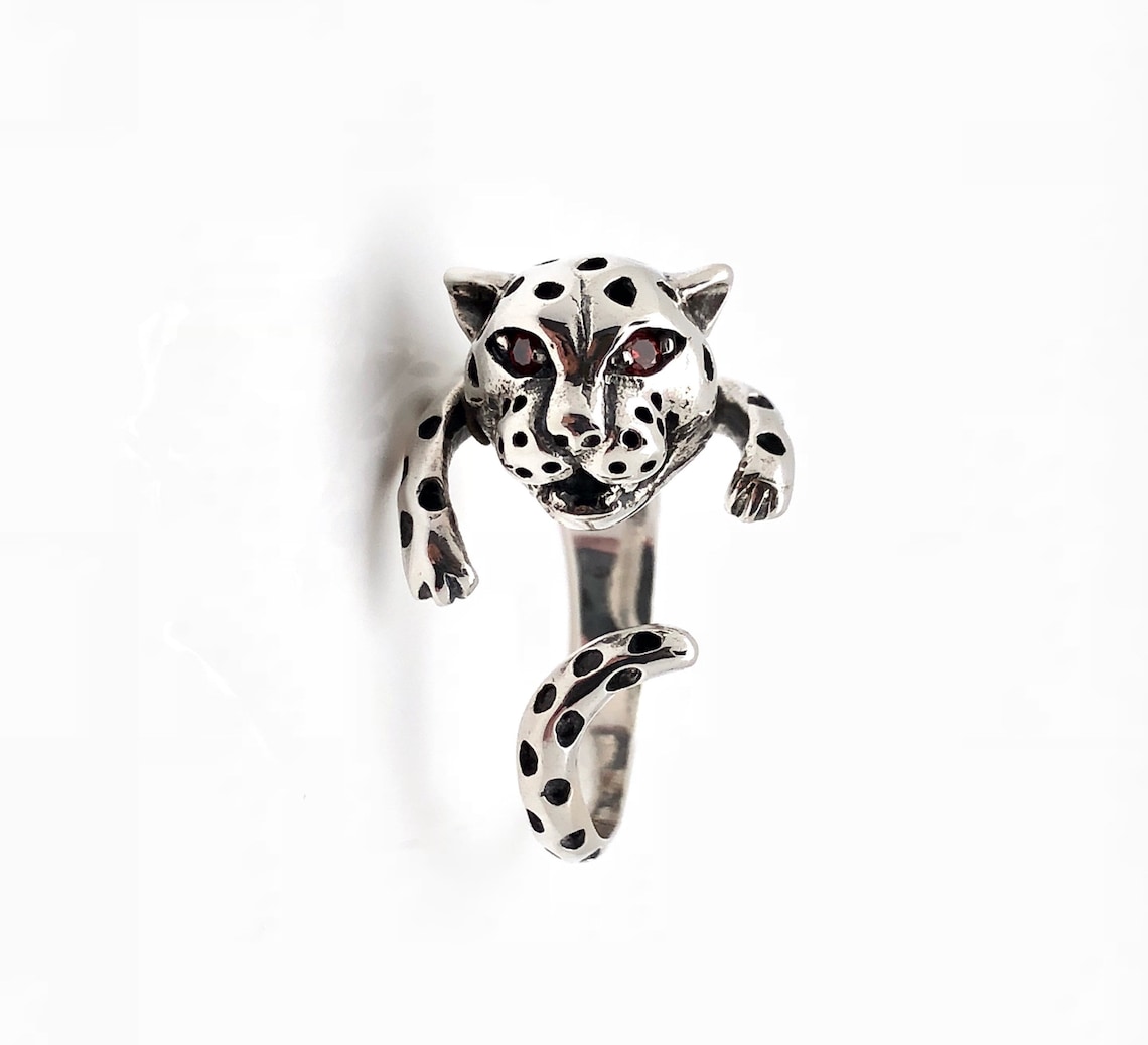 Cheetah Ring // Silver Leopard Ring // 925 Sterling Silver - Etsy