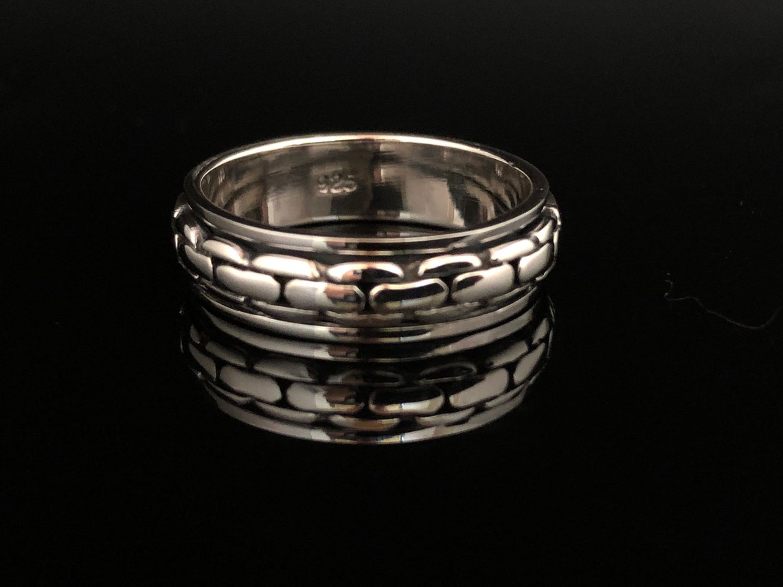 Chain Link Spin Ring // 925 Sterling Silver // Silver Spinner | Etsy