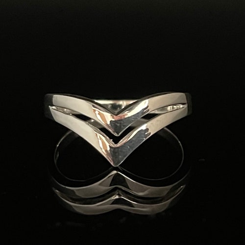 Chevron Ring V Ring 925 Sterling Silver Hammered - Etsy