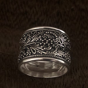 Beaded Bali Ring // Bali Pattern Handmade Ring // Beaded Silver Bali ...