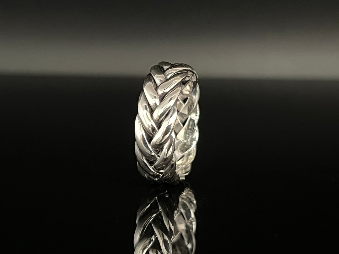 Braided Silver Band Ring / 925 Sterling Silver / Sizes 7 to 13 / Polished - Etsy