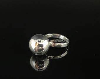 Silver Big Ball Ring - Etsy