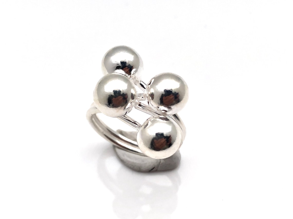 Silver Balls Ring 925 Sterling Silver Sterling Ball Ring - Etsy
