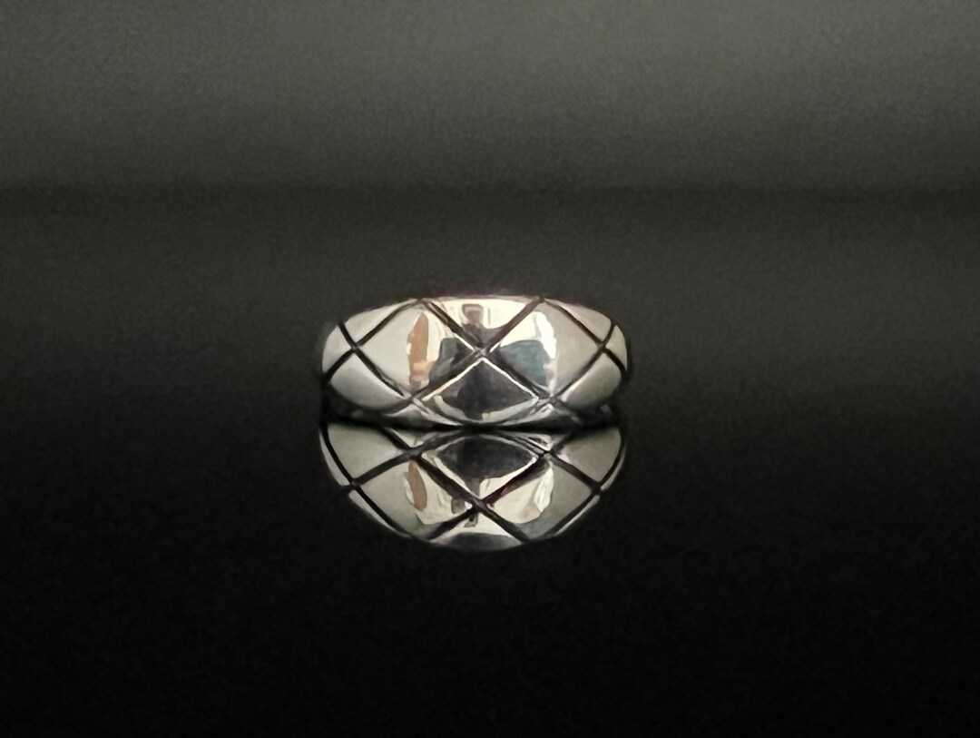Silver Dome Ring // Matrix Pattern Silver Dome Ring // Domed Ring ...