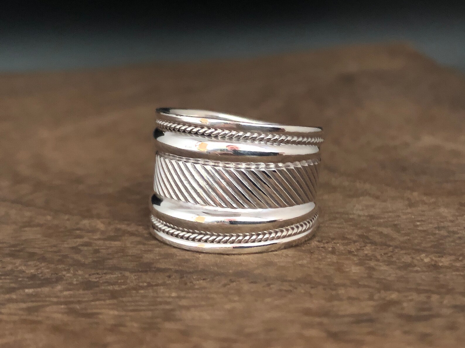 Wide Bali Design Silver Ring // Etched Bali Band Ring // 925 Sterling ...