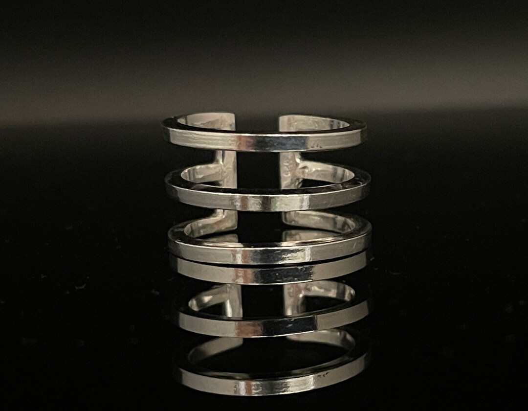 Layered Silver Cage Ring // Sterling Silver - Etsy