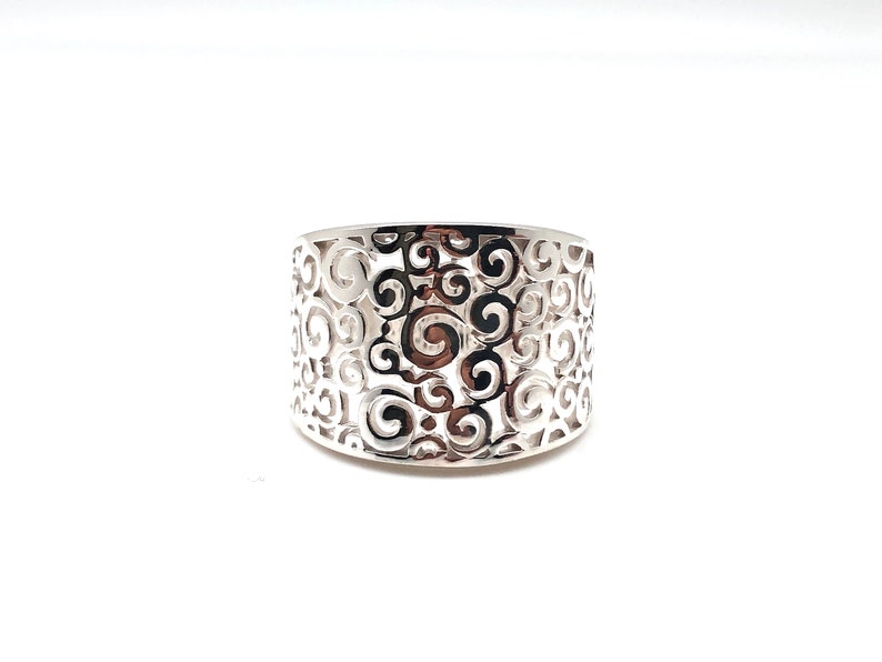 Sterling Silver Filigree Swirl Ring: High Polish Finish, Size 6 to 10 ...
