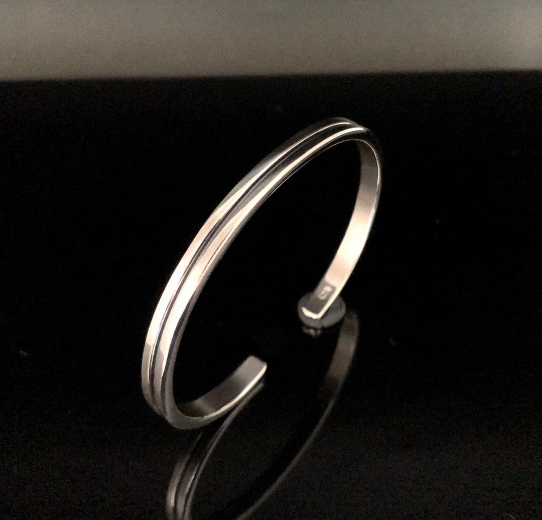 Ridged Silver Cuff - Solid Silver Cuff - 925 Sterling Silver -- Silver ...