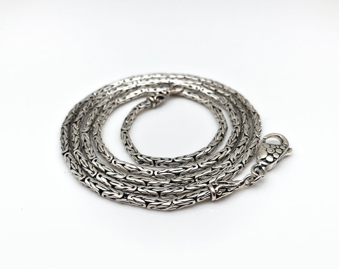 Handmade 24 Inch Sterling Silver Bali Byzantine Chain - Thin 2mm - Etsy