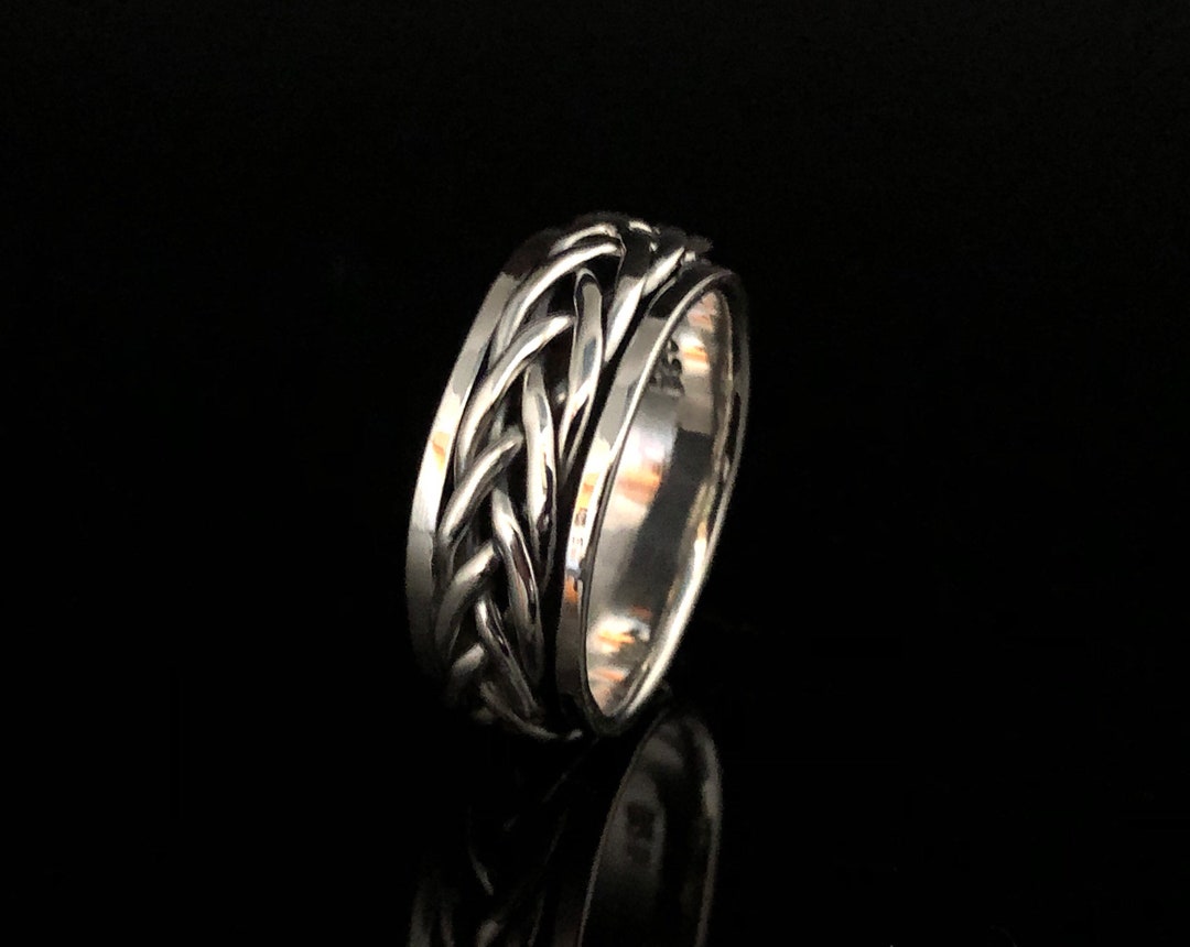 Silver Weave Spinner Ring // Braided Spin Ring // 925 Sterling Silver ...