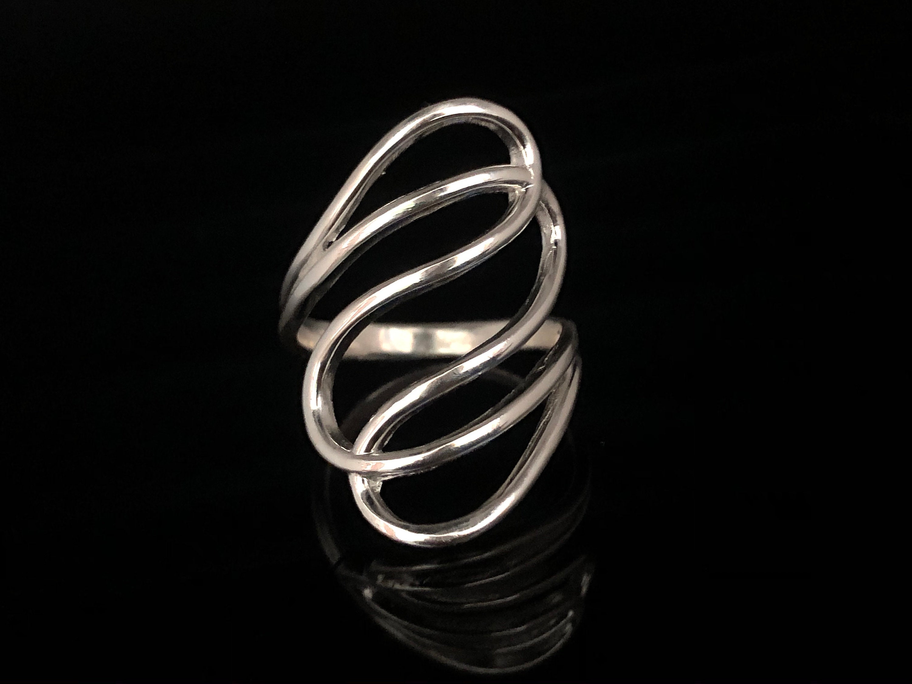 Curves Silver Ring // 925 Sterling Silver // Abstract Curves - Etsy