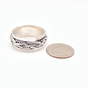 Rope Spin Ring // Sterling Silver 925 // Men's Silver Band Rope Spinner ...