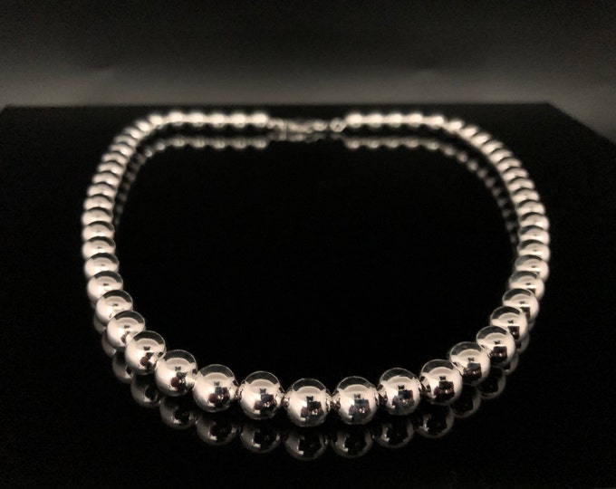 Sterling Silver 8mm Beads Necklace. Sterling Silver Balls Necklace ...