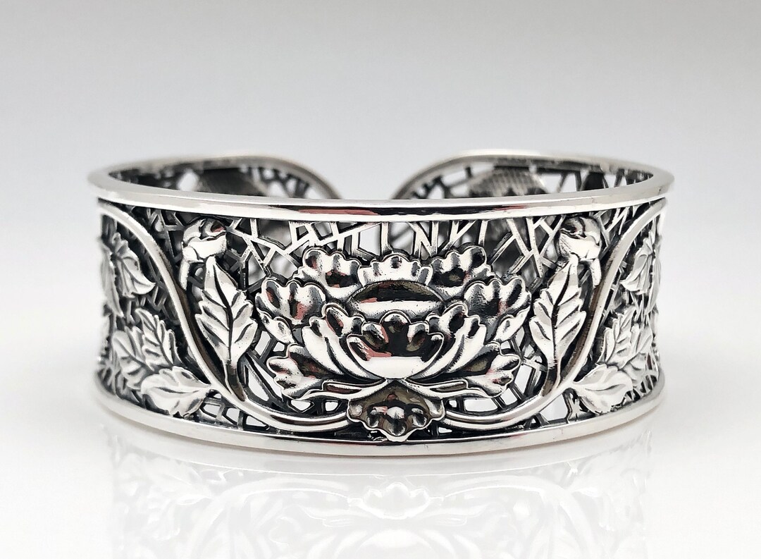 Lotus Cuff Silver Lotus Cuff Lotus Cuff Bracelet Floral Cuff Bracelet ...