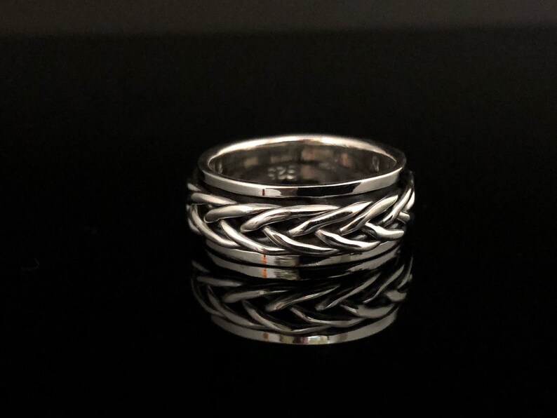 Silver Weave Spinner Ring // Braided Spin Ring // 925 Sterling - Etsy