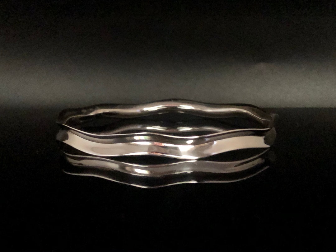 Wavy Silver Bangle Bracelet - Sterling Silver -- Silver Bangles - Etsy