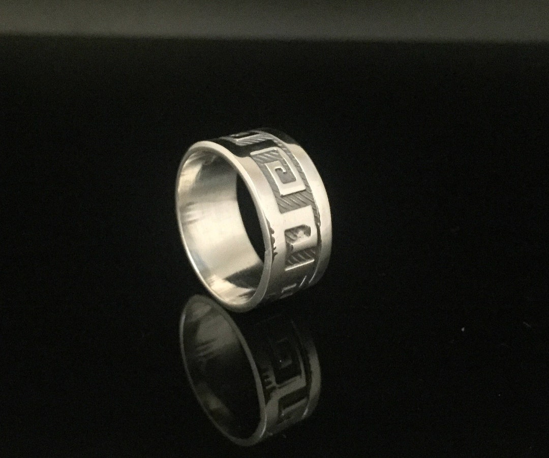 Greek Key Ring // Heavy Greek Key Ring // Sterling Greek Key - Etsy