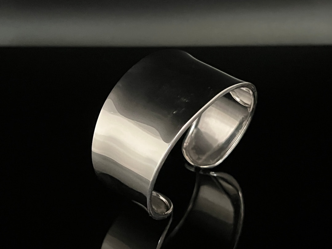 Wide Concave Sterling Silver Cuff Bracelet - Statement Jewelry - Etsy