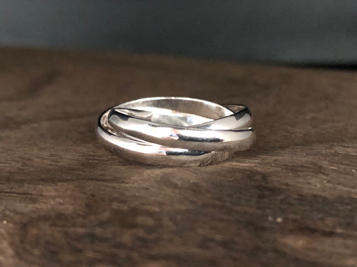Three Band Rolling Ring // Triple Band Rolling Ring // 925 | Etsy