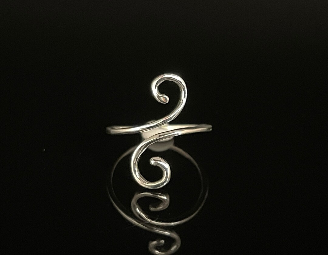Thin Sterling Silver Swirl Ring: Handmade Squiggle Design - Etsy