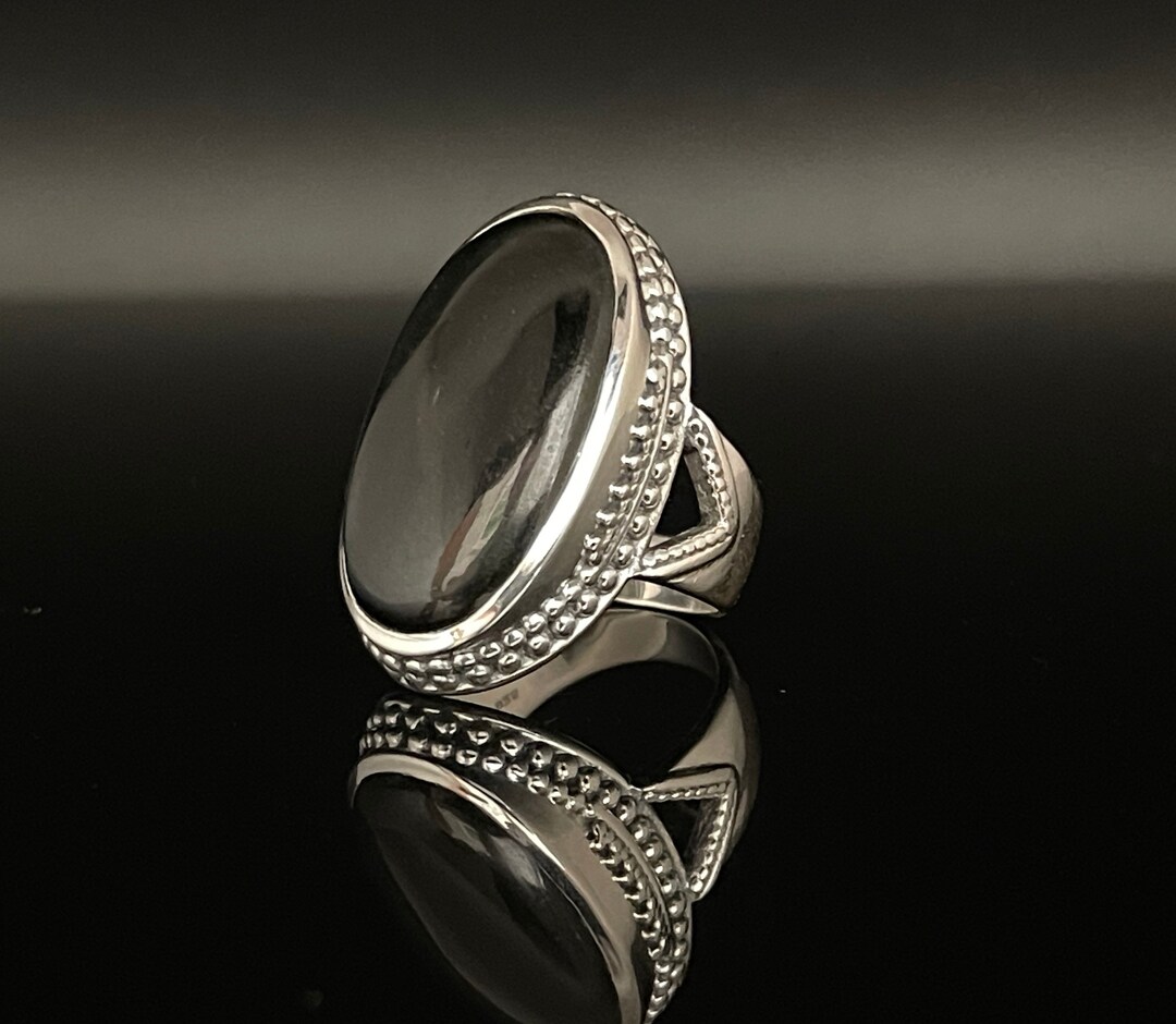 Black Onyx Silver Ring Size 8, 9 // 925 Sterling Silver // Onyx Statement Ring - Etsy
