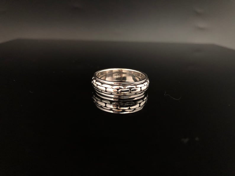 Chain Link Spin Ring // 925 Sterling Silver // Silver Spinner - Etsy