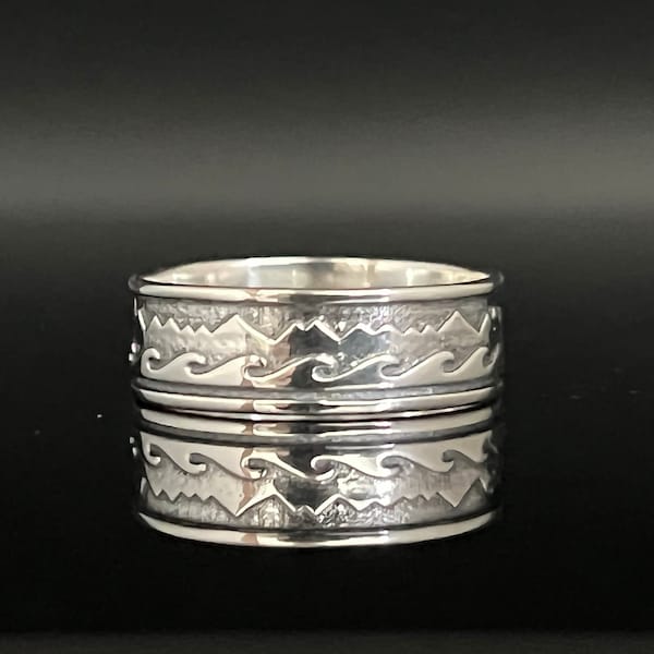 Ocean and Mountain Ring - Etsy
