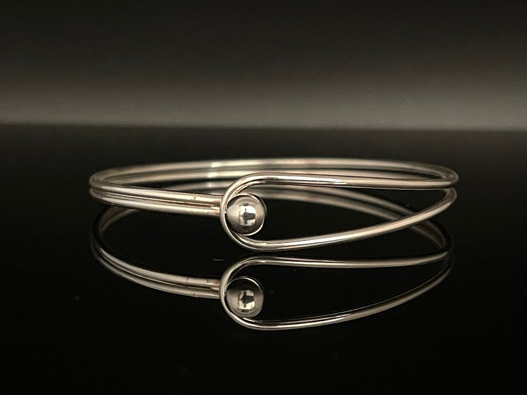 Ball and Loop Silver Bangle - 925 Sterling Silver -- Silver Bangles - Etsy