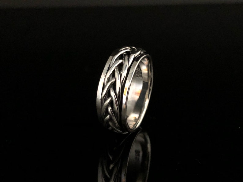 Silver Weave Spinner Ring // Braided Spin Ring // 925 Sterling - Etsy