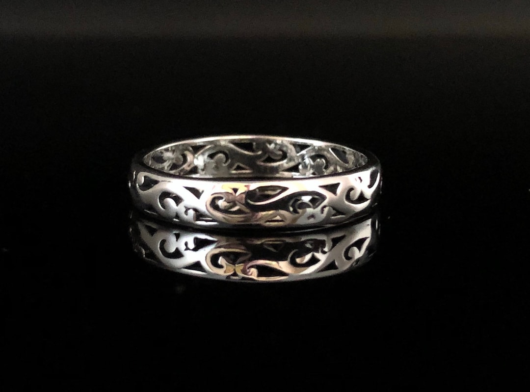 Bali Vines Sterling Silver Ring - Oxidized Cutout Design - Etsy